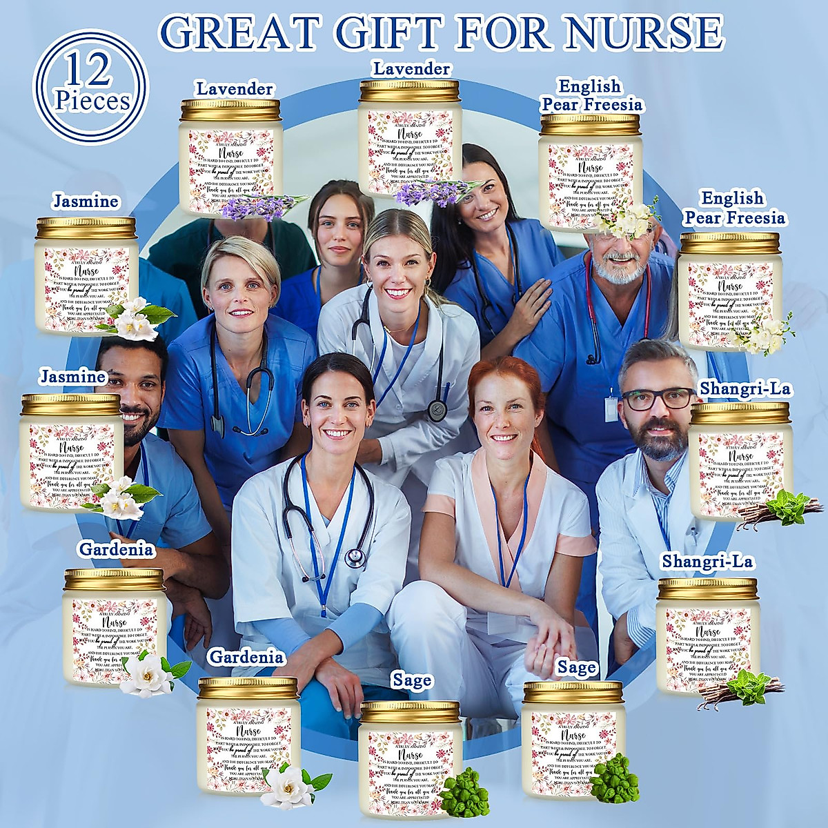 Lewtemi 12 Pcs Appreciation Nurse Week Gifts Candle Bulk for Women Men Nursing School Graduation Gift CNA Week Nurse Day Thank You Gift Lavender Scented Candle for Rn LPN LVN Practitioner(White)