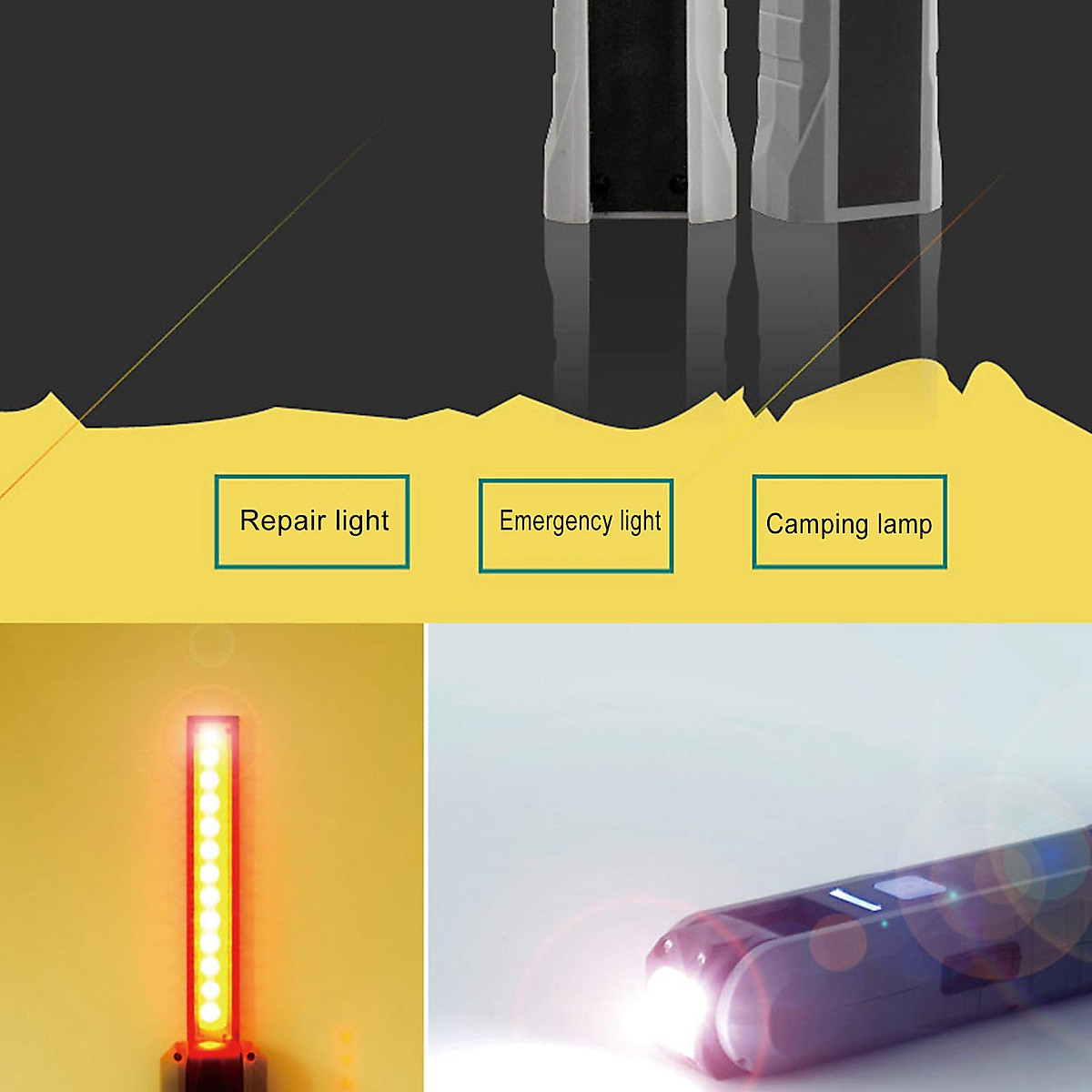 Flashlight Warning Lamp Foldable for Vehicle Car Maintenance Automobile, Symbol Signs