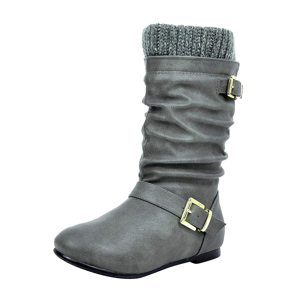 DREAM PAIRS Little Kid KLOUCH Grey Knit Sweater Knee High Winter Boots - 2 M US Little Kid