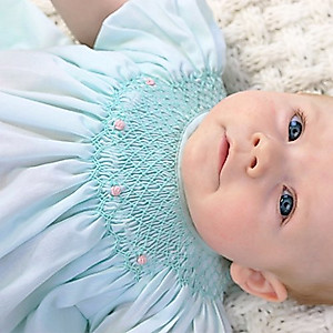 Petit Ami Baby Girls' Bishop Smocked Daydress, Newborn, White