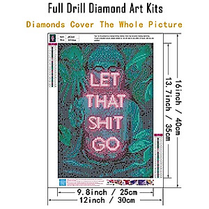 5D Diamond Painting Kits for Adults Beginners,Buddhism Buddha Diamond Art Kit,DIY Full Round Drill Religious Gem Art Kits with Inspirational Motivational Zen Quote,Home Wall Decor 12 x 16 Inch