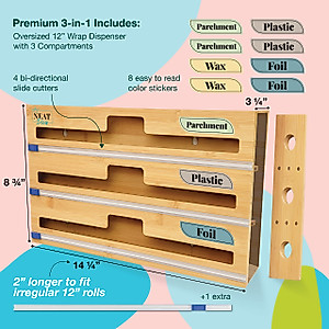 Neat Diva 4 + 3 Bundle includes a 4-in-1 Ziplock Bag Organizer plus a 3-in-1 Foil and Plastic Wrap Organizer, Drawer Organizer Ziplock Bags Foil, Zip Lock Bag Organizer, Ziplock Bag Organizer Drawer