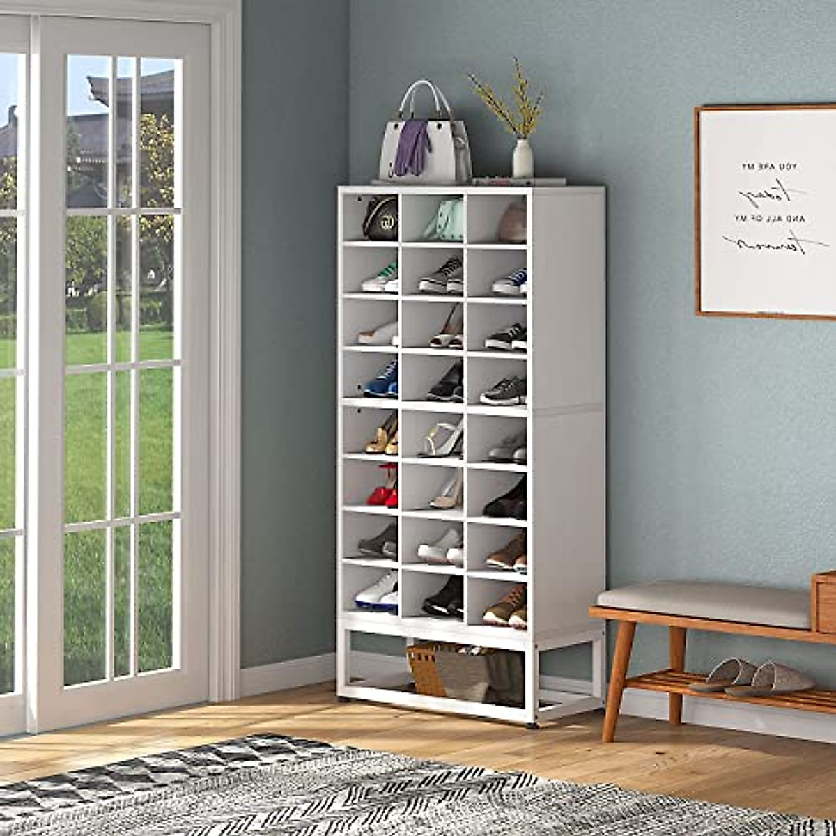 Tribesigns Shoe Storage Cabinet, 24 Pair Cubby Shoe Rack Organizer with Adjustable Shelves, 8-Tier Entryway Shoe Storage Closet Shoe Organizer for Living Room, Bedroom, Mudroom