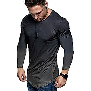 Thenlian Men's Fashion Trend Casual And Comfortable Gradient Ramp Shader Sweater(S, Black)