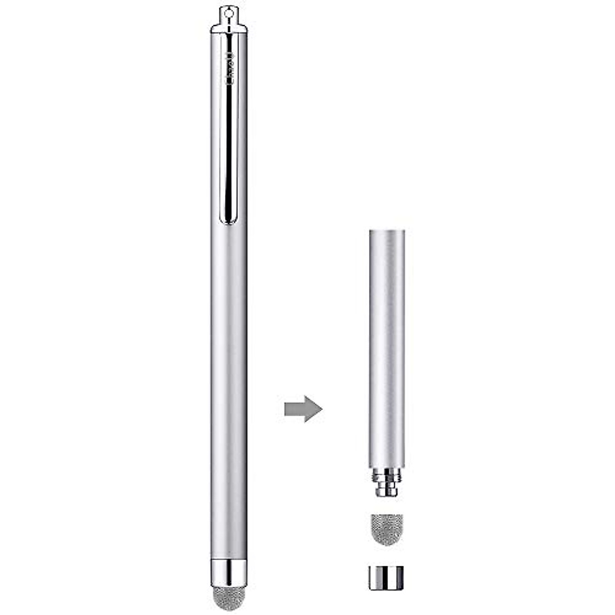 ChaoQ Stylus Pens for Touch Screens, Mesh Fiber Capacitive Stylus (6-Pack), with 6 Replaceable Mesh Tips (Black, White, Pink, Green, Sky Blue, Silver)