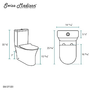 Swiss Madison SM-2T120 Calice Two Piece Elongated Rear Outlet Toilet, Dual Flush