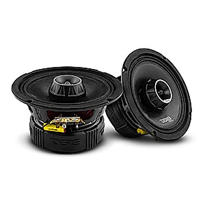 DS18 PRO-ZT6 6.5-Inch 2 Way Pro Audio Midrange Speakers with Built-in Bullet Tweeter 4-Ohms 450W Max 225W RMS Water Resistant - Red Metal Mesh Grill Included (1 Speaker)