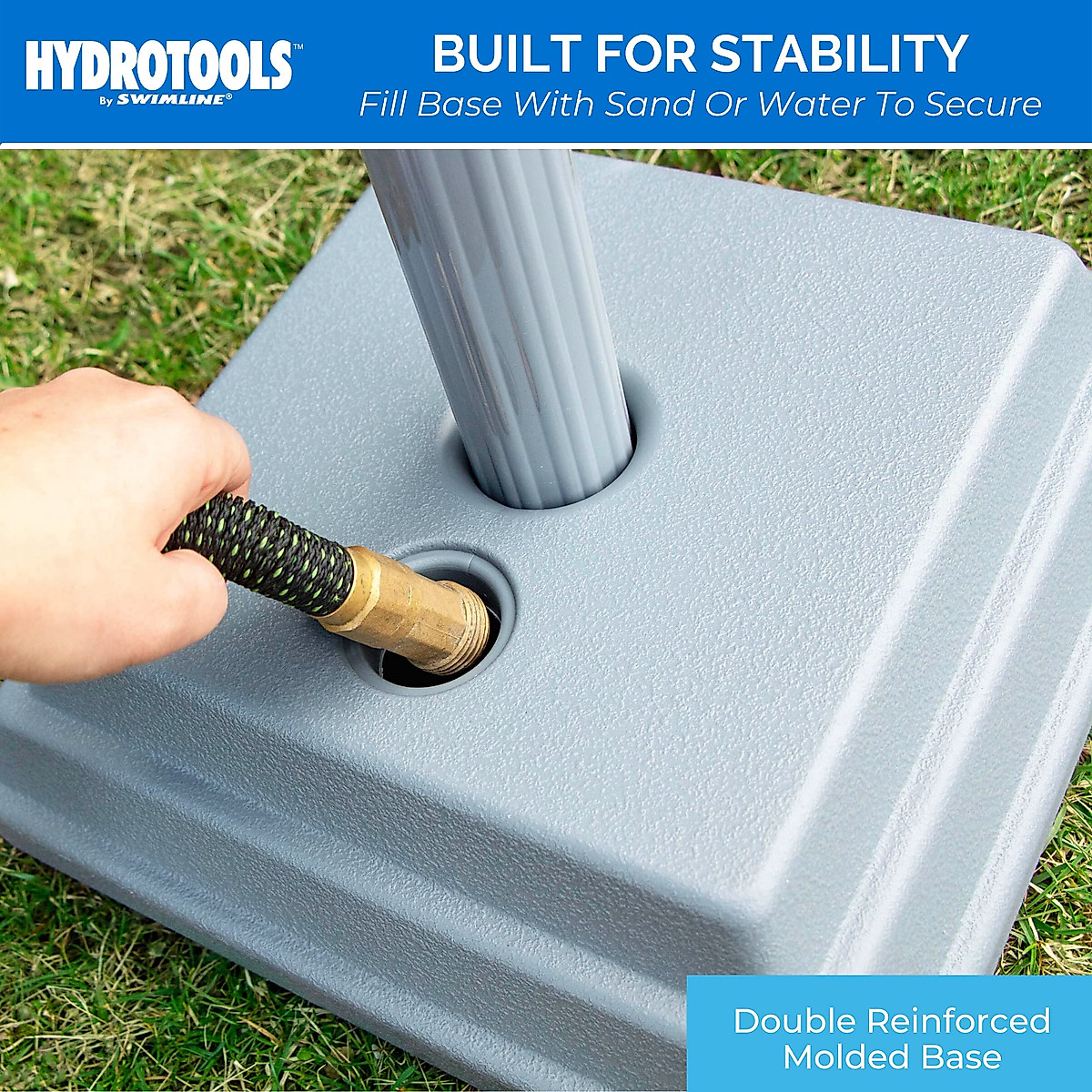 HYDROTOOLS BY SWIMLINE 89033 Premium Free Standing Poolside Valet Towel Rack Adjustable With Water Weighted Base Three Arms Secure Clips For Outdoors & Indoors Pool Patio Poolside Holder Drying Stand