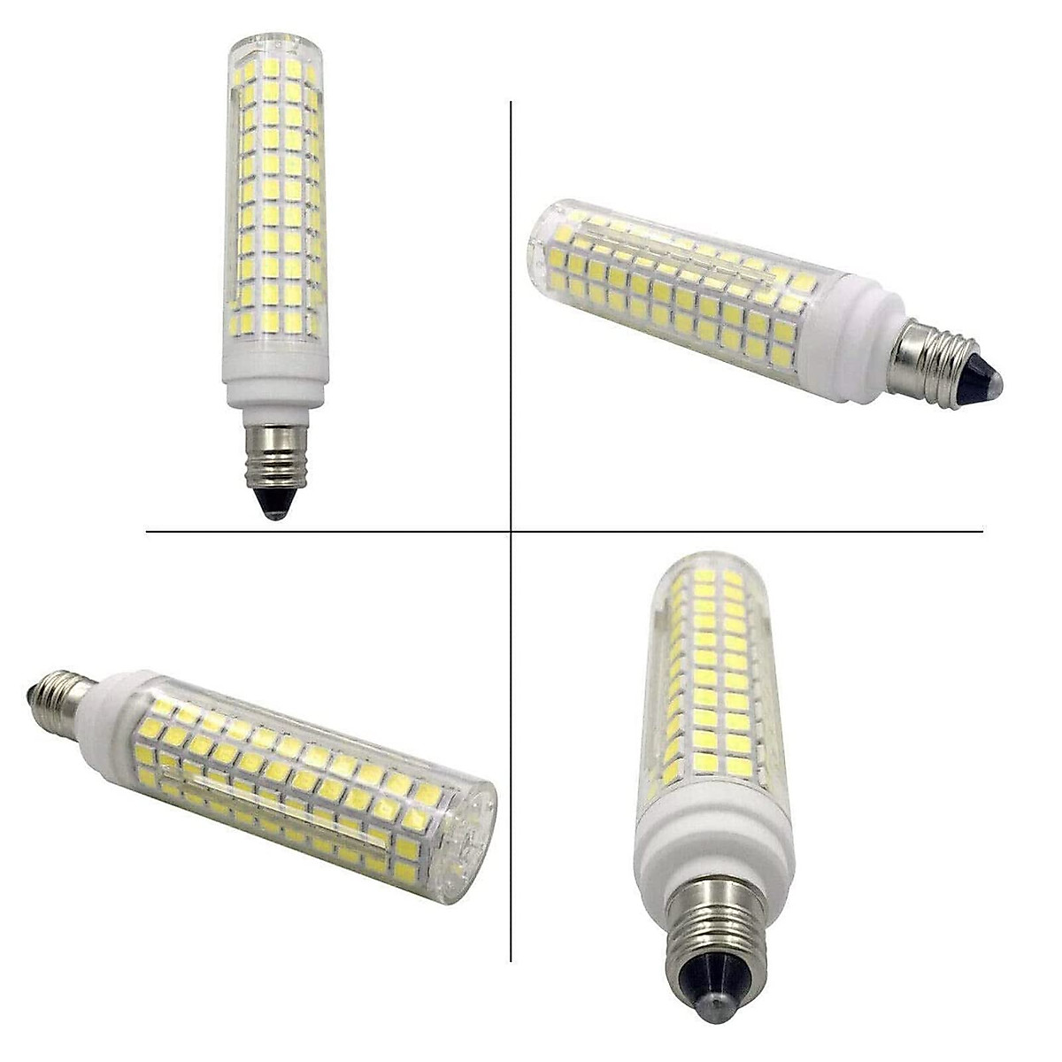 Lxcom Lighting E11 LED Corn Bulb 15W Dimmable Ceramic Candelabra Bulbs (2 Pack)- 136 LEDs 2835 SMD 1500LM Cool White 6500K 120W Equivalent T3/T4 JDE11 120V Lamp for Home Lighting
