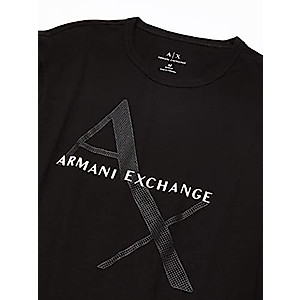 A|X ARMANI EXCHANGE mens Crew Neck Logo Tee T Shirt, Quilted Logo Black, Medium US