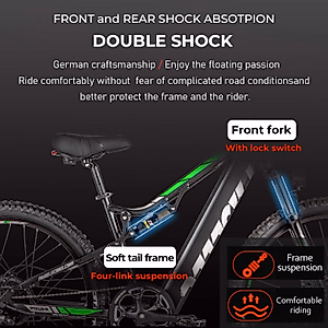 PASELEC Electric Bikes for Adult, 27.5'' Full Suspension Mountain Ebike with Peak 750W BAFANG Motor 14.5Ah Battery 8-Speed Gear, up to 28 MPH & 60Miles, City Commuter Electric Bicycle for Men & Women