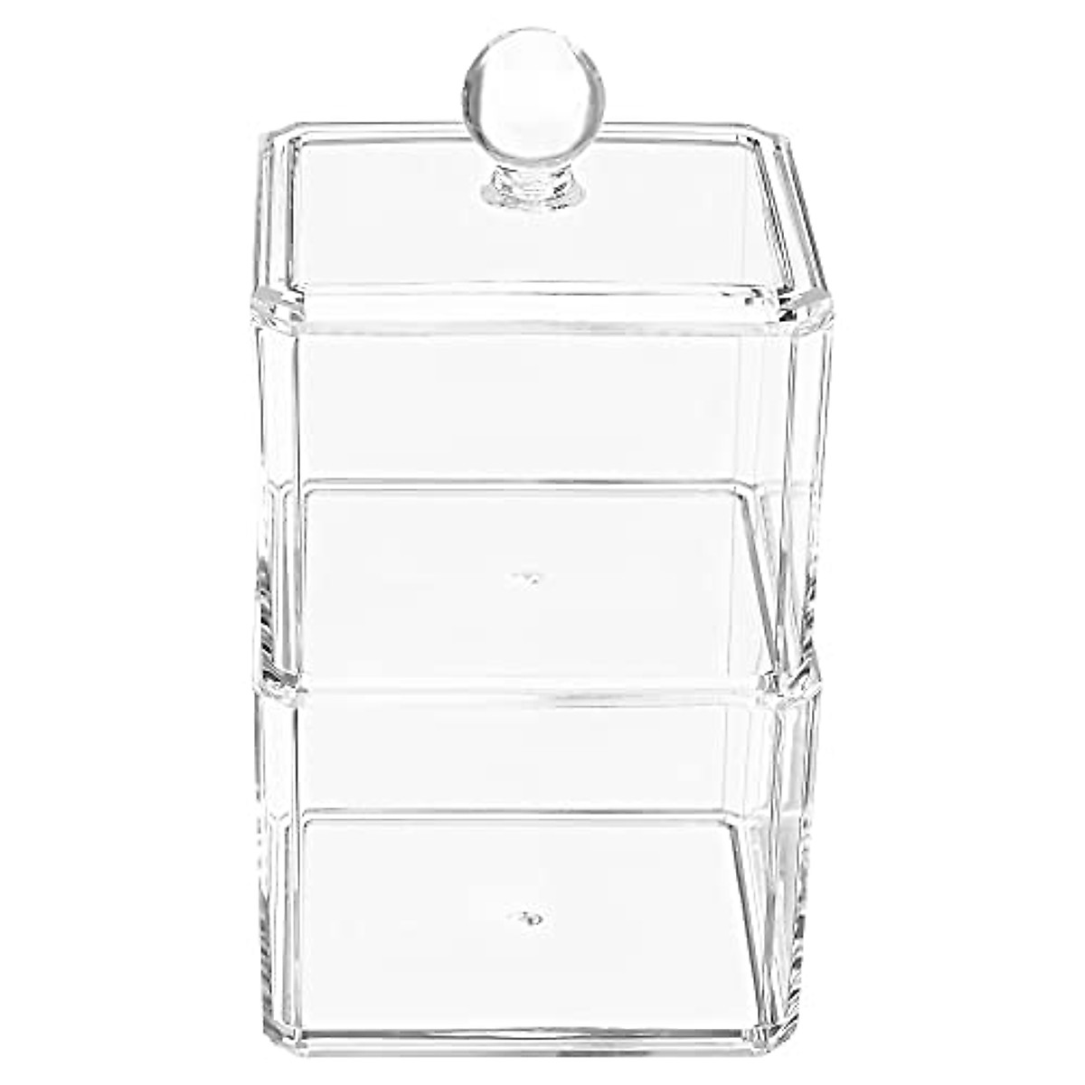 HBlife Cotton Ball and Swab Holder Organizer, Clear Acrylic Cotton Pad Container for Cotton Swabs, Q-Tips, Make Up Pads, Cosmetics and More