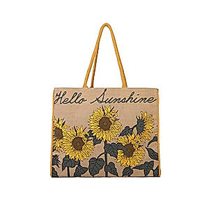 Mona B. Jute Burlap Grocery Tote Bag (Hello Sunshine)