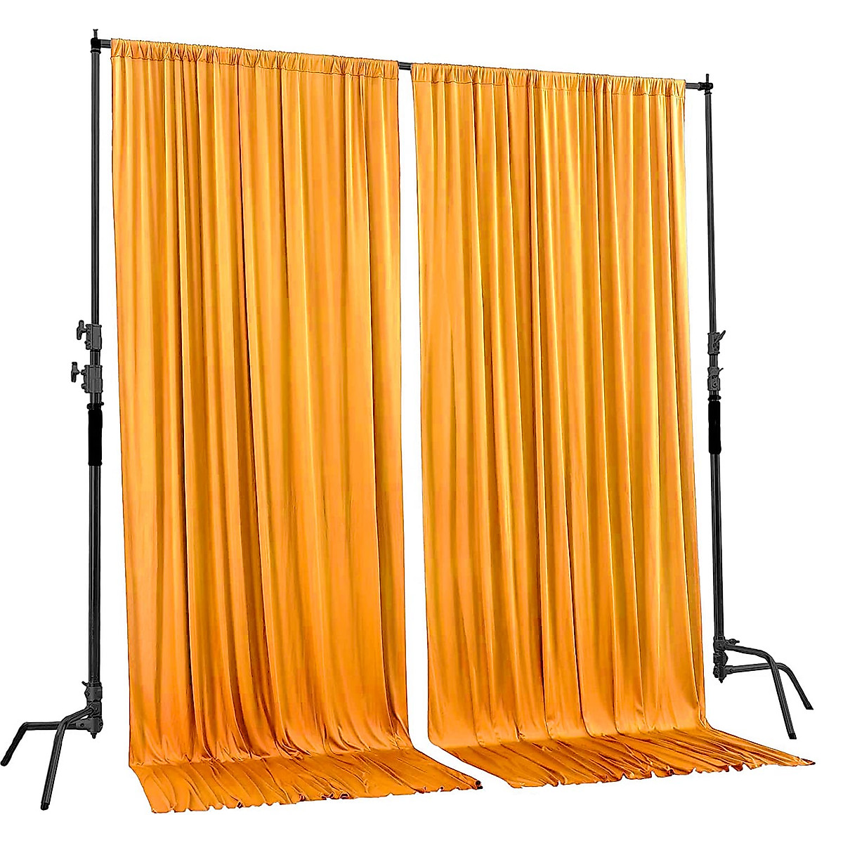 AK TRADING CO. 10 feet x 8 feet IFR Polyester Backdrop Drapes Curtains Panels with Rod Pockets - Wedding Ceremony Party Home Window Decorations - Marigold