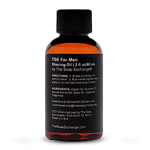 TSE for Men Pre-Shave Oil - Cool Mint Scent - Hand Crafted 2 fl oz / 60 ml Ultra Glide, Premium Lubricating, Natural Ingredients, For Face or Head, Made in the USA.