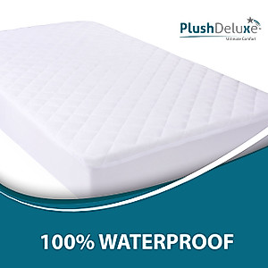 Mini Crib Mattress Protector 100% Waterproof, Noiseless – Viscose Made from Quilted Ultra Soft White Terry Fitted Sheet Style (27”X39”)