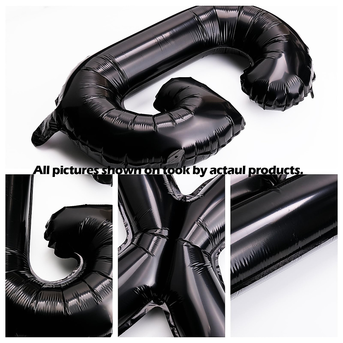 Happy Birthday 16" Black Letter Balloons, 39 Pcs Happy Birthday & A-Z Foil Mylar Hanging Happy Birthday Banner Decorations for Graduation New Year eve Birthday Party