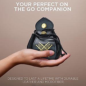 Guilt Free Gaming Genuine Leather RPG Bag | Foil Stamped | Holds 70 Dice | Great for Coins | Timeless Style | Great for DMs and Players