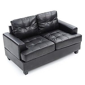 Glory Furniture Sandridge Faux Leather Loveseat in Black