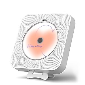 Yintiny Rechargeable Cute CD Player with Blutooth 5.0, Portable Music Player for Home Decor, Remote Control, Support AUX in Cable&USB, HiFi Bluetooth Player