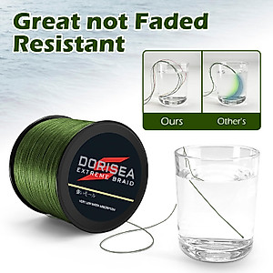 Dorisea Extreme Braid 100% Pe Moss Green Braided Fishing Line 109Yards-2187Yards 6-550Lb Test Fishing Wire Fishing String Incredible Superline Zero Stretch (100m/109Yards 6lb/0.10mm)