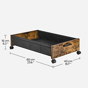 FOUCSSOMEI Under Bed Storage 2 Packs, Under Bed Drawers on Wheels, Wooden UnderBed Storage Bins, Clothes Shoe Organizers Basket, Storage Trunks for Toy Books Blankets, Patented Design, Metal Frame