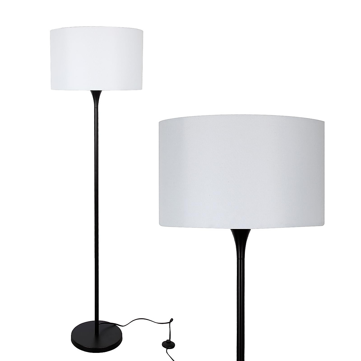 Floor Lamp Living Room 18 Inch Large Size Lampshade Modern Floor Lamp,Foot Switch Floor Lamp Easy to Assemble Standing Lamp, Suitable for Bedrooms, Study Rooms, Offices, Children's Rooms