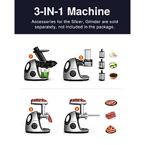 Juicer Machines, Vividmoo Masticating Juicer machines with 3-Inch Wide Chute, 2-Speed Modes & Reverse Function, Powerful Fruit Cold Press Juicer, Dishwasher Safe Slow Masticating Juicer