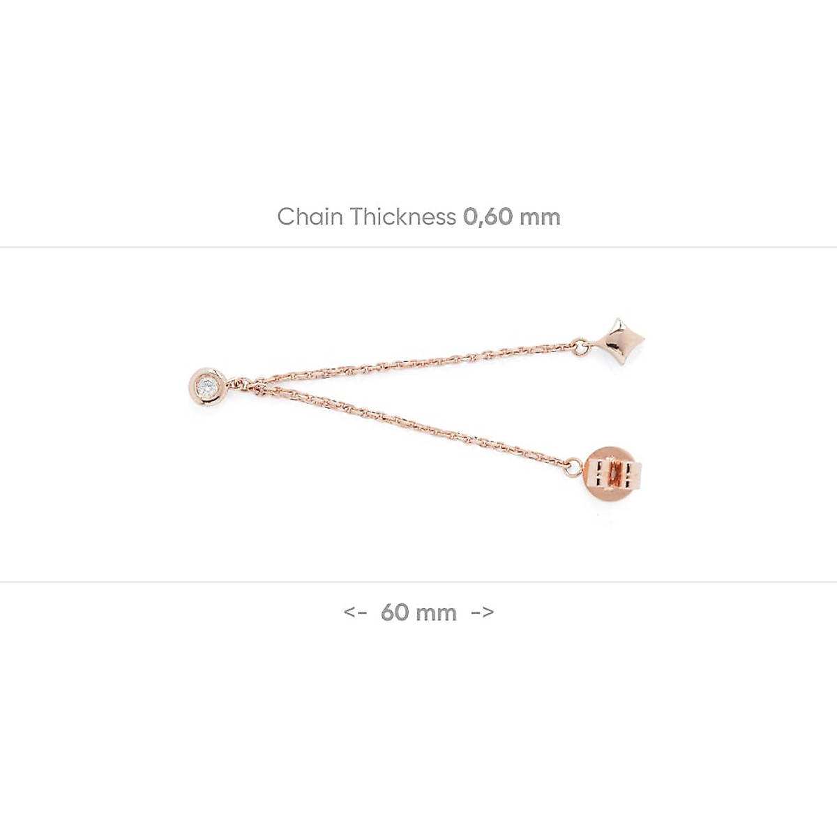 Zen Diamond 14K Rose Gold Dangle Earring - 0.05 Carat Dainty Diamond Earrings (G-SI) - Birthday, Valentine's day, Mother's day gifts for women - 14k real gold earrings with Jewelry Box