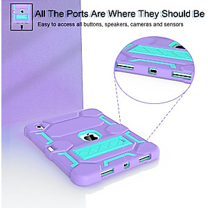 CCMAO for iPad 10th Generation Case 10.9 Inch 2022, iPad 10 Case with Kickstand & Pencil Holder, Heavy Duty Shockproof Hybrid Three Layer Protective Cover for Girls Women, Purple+Green