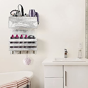 Hair Tool Organizer - Wooden Wall Mounted Hair Care Storage Solution with Multiple Compartments for Hair Blow Dryer, Straightener, Curling Iron,Makeup - Space Saving Hair Styling Tool Holder