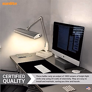 Sunlite FT24DL/835 Plug-in Twin Tube Compact Fluorescent Lamp, FT 4-Pin, 24 Watts, 1800 Lumens, 3500K Neutral White, 4-Pin (2G11) Base, 120 Volts, 1 Pack