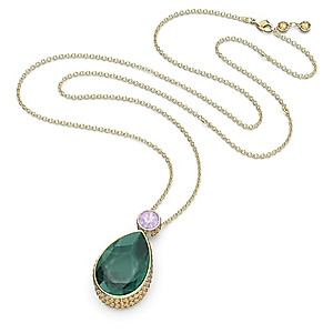 SWAROVSKI Chroma Pendant Necklace, Dual-sided Green and Lilac Drop-Cut Crystals with a Gold-Tone Finish Chain, Part of the Chroma Collection