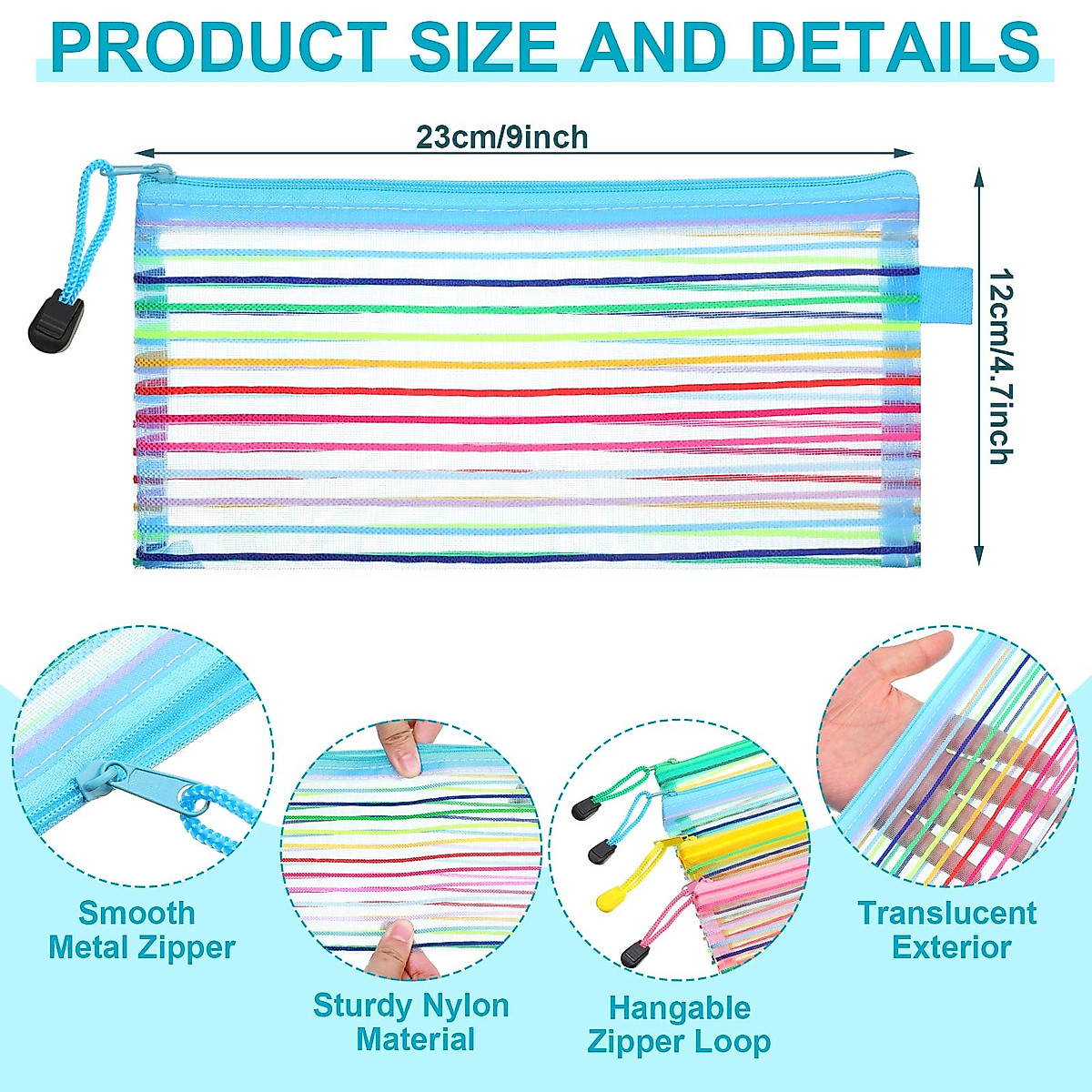 Leelosp 80 Pcs Mesh Zipper Pencil Pouch Bulk Multicolor Kids Pencil Storage Pouch Multipurpose Cosmetics Bags Toiletry Bags for Office School Travel (Elegant Color)