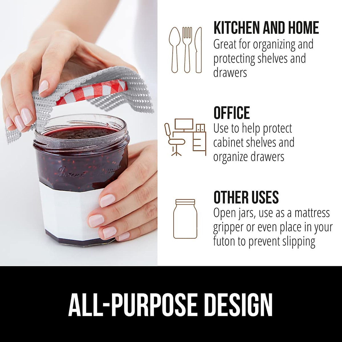 Gorilla Grip Drawer Liner and Mattress Gripper, Drawer Liner Size 12 in x 20 FT in Light Gray, Non Adhesive, Mattress Gripper Size Queen, Slip Resistant, Easy Trim, 2 Item Bundle