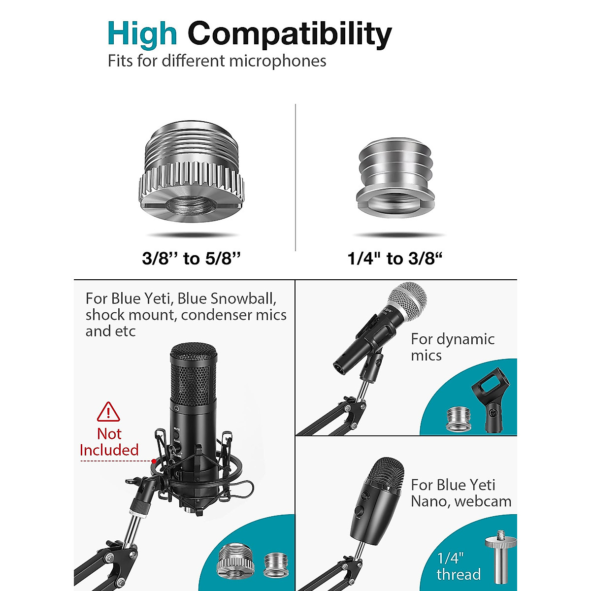 InnoGear Webcam Stand, Boom Arm Mount Stand for Logitech Webcam BRIO 4K C920 C920S C922 C922x C925e C930 NexiGo N60, 1/4"-3/8" and 3/8"-5/8" Screw for Blue Yeti Snowball Yeti Nano and Other Mics