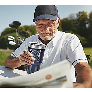 Customized Tumbler 30oz with Straw, Personalized Tumbler with Custom Name Text Engraved in USA - Basketball, Tennis, Soccer, Golf, Football Sport Player, Coach, Father Gift (Navy Blue)
