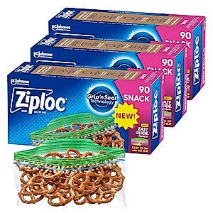 Ziploc Snack Bags, Storage Bags for On the Go Freshness, Grip 'n Seal Technology for Easier Grip, Open, and Close, 270 Bags Total