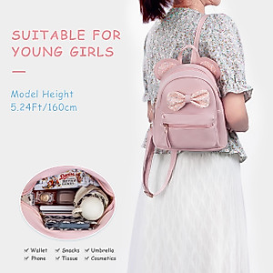Mini Backpack for Girls Cute Bowknot Toddler Backpack Purse Cartoon Mouse Ears Purse Mini Backpack for Teen Girls