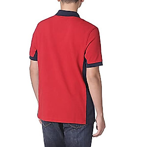 Nautica Men's Short Sleeve Color Block Performance Pique Polo Shirt, Red, Medium