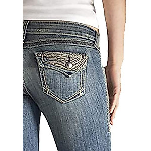 American Flag Eagle Pattern Mid Rise Bootcut Jeans for Women,07-Blue,Medium