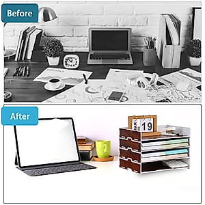 4 Layers Desktop Organizers paper trays Letter document Tray file sorter organizer paper holder for desk parchment paper organizer desktop file holder Home School Office for Women Girls