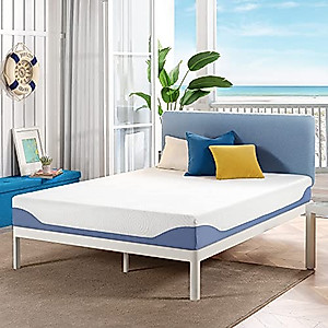 Mellow 8 Inch Cooling Gel-Infused Memory Foam Bed Mattress, Medium Firm Sleep and Breathable Fabric Cover, Twin, Mattress in A Box Blue