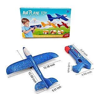 LERJIAUS 3 Pack Airplane Launcher Toys, 2 Flight Modes Foam Glider Catapult Plane Boys Toy, Easter Gifts for 4 5 6 7 8 9 10 11 12 Year Old Boys Girls Kids