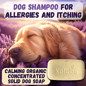 Kelebs Dog Shampoo | Allergies and itching | Dog Shampoo for Sensitive Skin | Puppy Shampoo | All Natural Dog Soap Bar with Lavender Oil & Oatmeal | for Smelly Dogs, Zero Plastic Vegan 3PCS