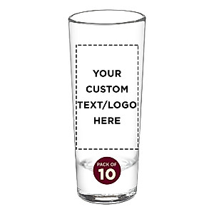 Custom Cordial Shooter Shot Glasses 2 oz. Set of 10, Personalized Bulk Pack - Great for Birthdays, Parties, Indoor & Outdoor Events - Clear