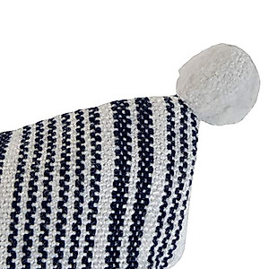 Foreside Home & Garden FIPL09258 Blue Decorative Throw Striped Woven 14x22 Outdoor Pillow w/Hand Tied Tassel Poms