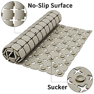 BEMISO Shower Mat Non Slip Bathtub Mat with Suction Cups and Drain Holes Bath mat for tub 33.4 x 15.7 Inch Large Size