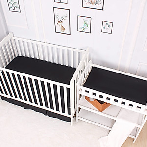 CaSaJa Black Diaper Changing Pad Cover with Strap Holes Set of 3, Snug Fit 4-Sided Contoured Changing Table Pad 16x31 16x32, Fitted Change Pad Sheet for Baby Boy, 100% Silky Soft Microfiber