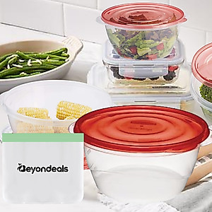 Beyondeals Round Food Storage Containers, 8.9 Ounces, Round Food Containers With Lids | Bundled Reusable Storage Bag, Clear Base, Red Lid For Freezer [Pack Of 2]